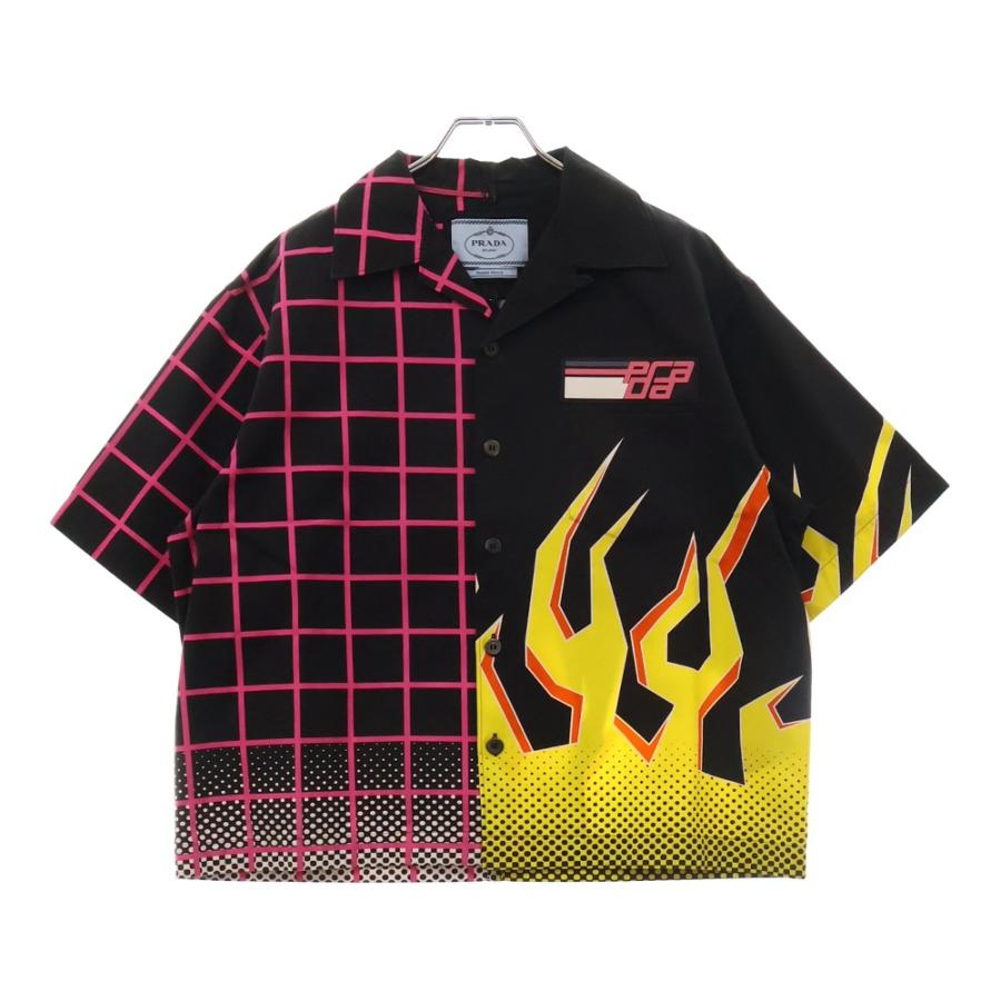 PRADA プラダ 18AW ラバーロゴ総柄プリントボクシーフィット半袖シャツ ブラック ファイヤー UCS319 S182 1Y0U : BRING Yahoo!ショップ - 通販 ...
