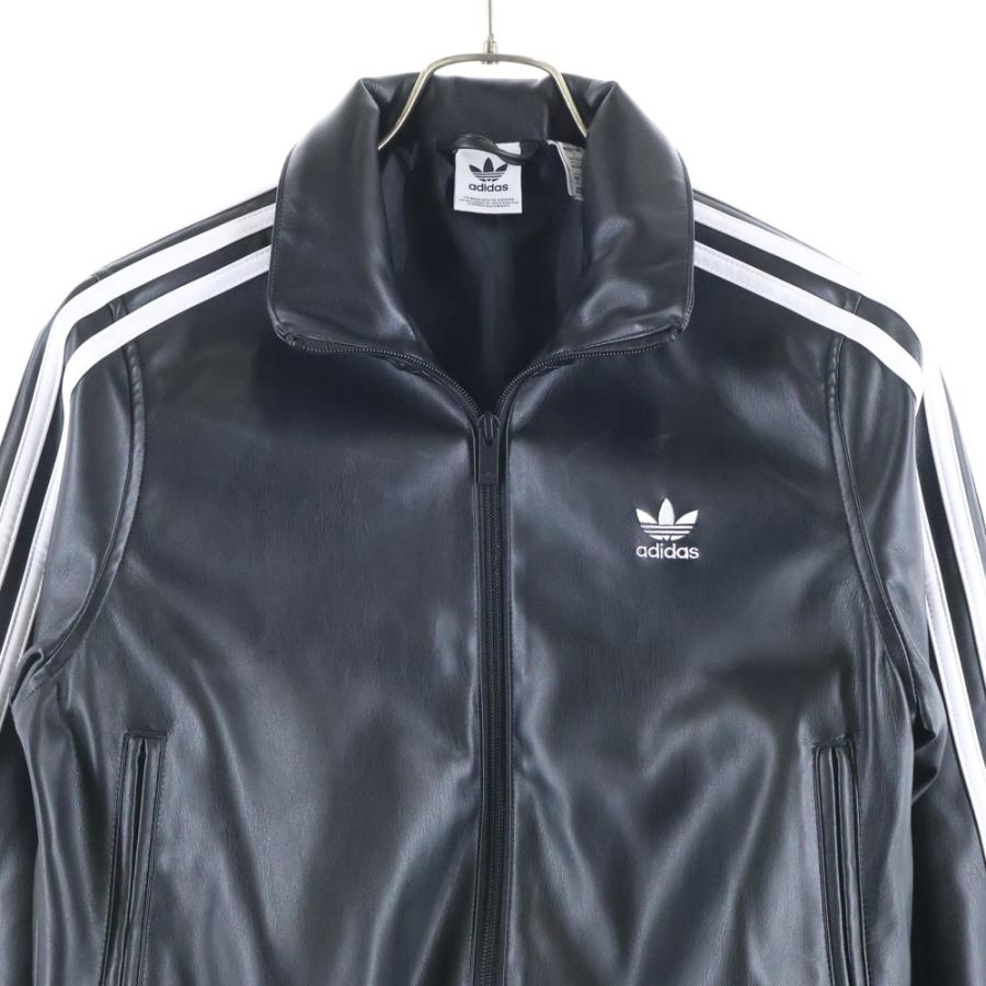 adidas（アディダス） FIREBIRD P TT ファイアーバード フェイクレザー トラックトップ ジャケット ブラック レディース ...