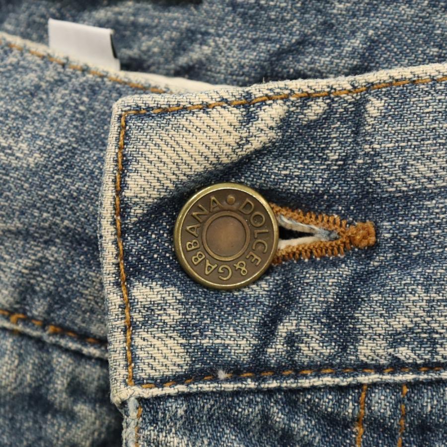 DOLCE & GABBANA ドルチェアンドガッバーナ 05AW レザーパッチ ダメージリペア加工 デニムパンツ インディゴ G3016D G8008 : 9224j010045 ...