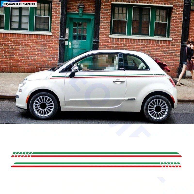 ステッカー、デカール フィアット FIAT 500 イタリア国旗ストライプ トリコロール ボディウエストラインデカール : ショップ ...