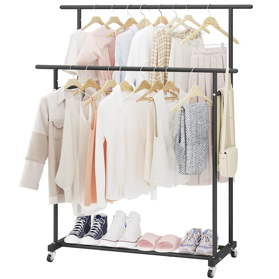 UDEAR ガーメント ラック 自立型 ハンガー ダブル ロッド 多機能 ベッドルーム : SHOP EVERGREEN - 通販 ...