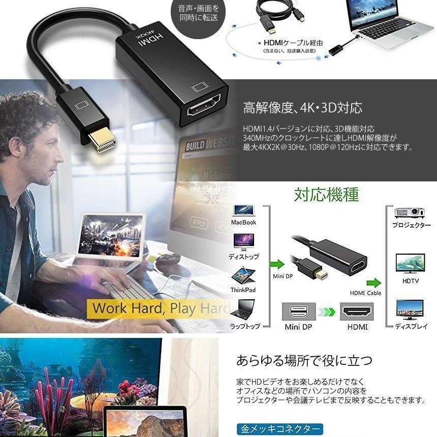 MAC用 ゴールドライン Mini DisplayPort to HDMI変換ケーブル 高解像度 4K 3D対応 変換アダプタ ...