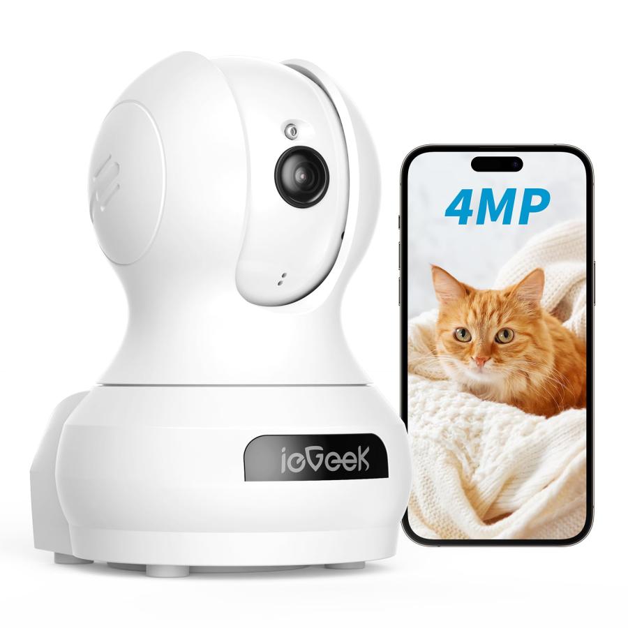 【2024年新型・2.4と5GhzWiFi対応】ペットカメラ 見守りカメラ ieGeek 400万画素 赤外線暗視 自動追尾 360°PTZ機能 遠 : ショップクレストリア - 通販 ...