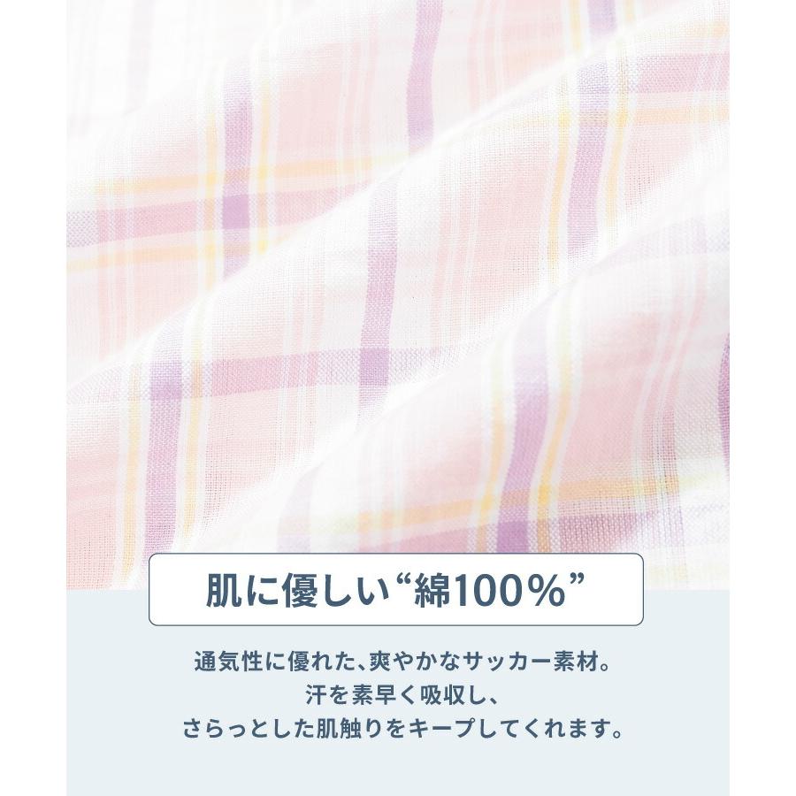 パジャマ レディース 綿100% 長袖 前開き 春 薄手 かわいい サッカー素材 おしゃれ コットン100% 夏 秋 冷え対策 部屋着 ルーム ...