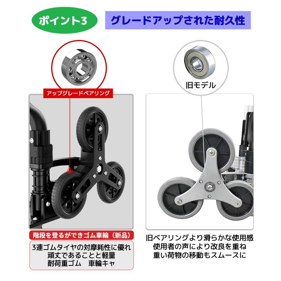 キャリーカート 折りたたみ 階段 買い物 軽量 3輪 静音 運搬 ブラック コンパクト アルミニウム合金 耐荷重75kg 360度回転 アウトドア 段差 ステップ カーブ : LVYUAN ...