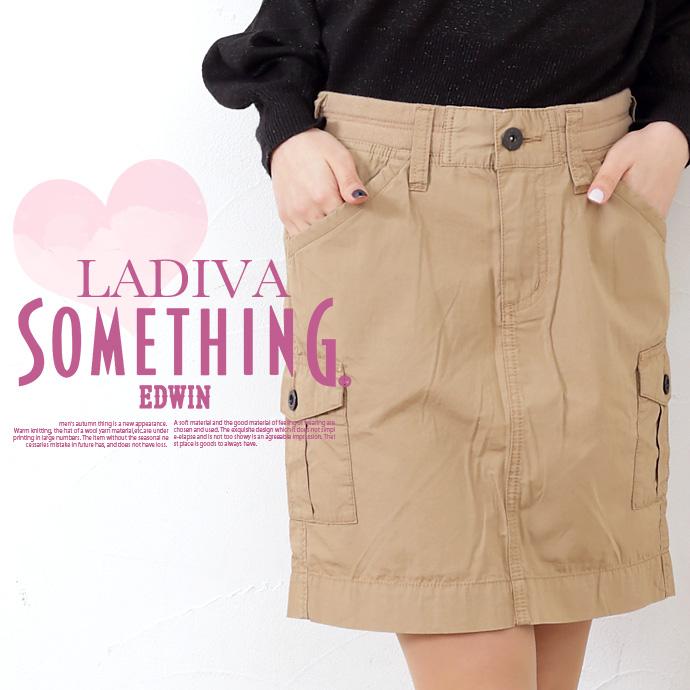 値下げ スカート レディース EDWIN エドウィン SOMETHING サムシング LADIVA レディバ 無地 膝丈 ハーフ丈 カーゴ アウトドア メール便なら送料無料 : SHOTー ...
