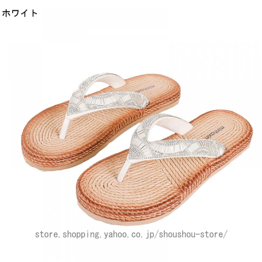 トングサンダル フラット 民族風 ビーチサンダル ミュール 編みこみ 外出スリッパ レディース 夏用 カジュアル ファッション サボ 歩きやすい 痛くない :s3t-zS-8DZJI:ショウ ...