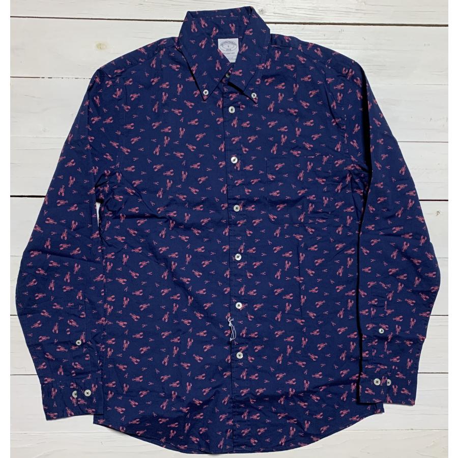 BROOKS BROTHERS（ブルックスブラザーズ） 【並行輸入品】 長袖 ボタンダウンシャツ プリント ブルー メンズ Brooks ...