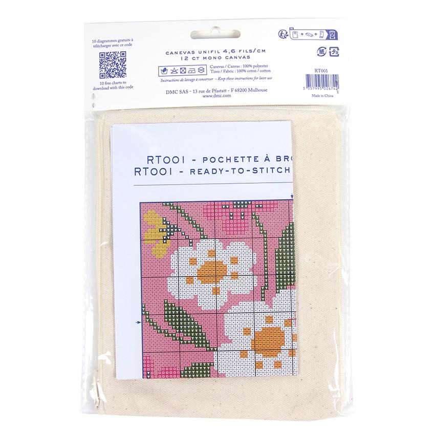 DMC RT001 レディトゥステッチ ポーチS 14×18cm | ディーエムシー キャンバス付き ステッチポーチ ウール糸用 粗目 ウール ...