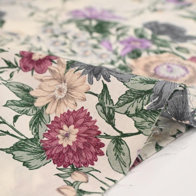 YUWA 有輪商店 60ローン 生地 (50cm単位) 329068 大花 花柄 お花 フラワー 布 ワンピース スカート パッチワーク バッグ 小物 インテリア ハンドメイド : 手芸の ...