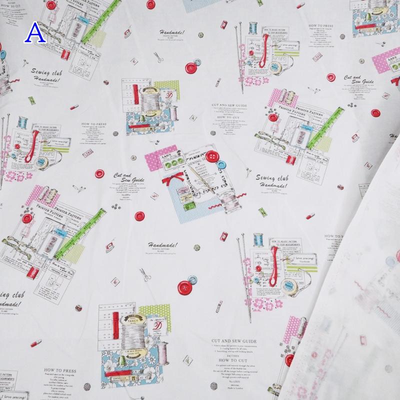 YUWA 有輪商店 シャーティング 生地 (50cm単位) 824815 ソーイング柄 プリント 布 針 糸 ボタン SEWING ハンドメイド バッグ ポーチ インテリア : 手芸のハグルマ ...