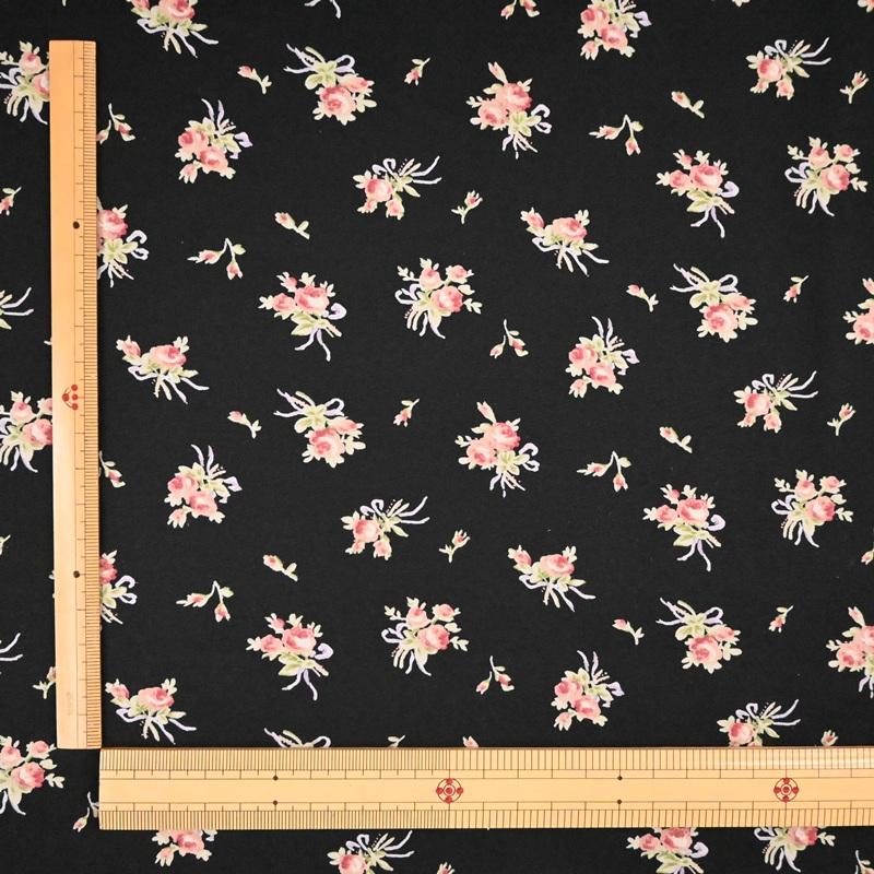 YUWA 有輪商店 シャーティング 生地 (50cm単位) 824930 リボン and ローズ 花柄 フラワー バラ 布 パッチワーク 手作り バッグ ポーチ ハンドメイド : 手芸の ...