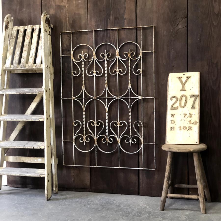 Y-207 W73×H102 大型アンティーク アイアン フェンス 鉄格子 シャビー ガーデニング ビンテージ 間仕切り 外構 ラティス stk : 種to家 - 通販 - Yahoo!ショッピング