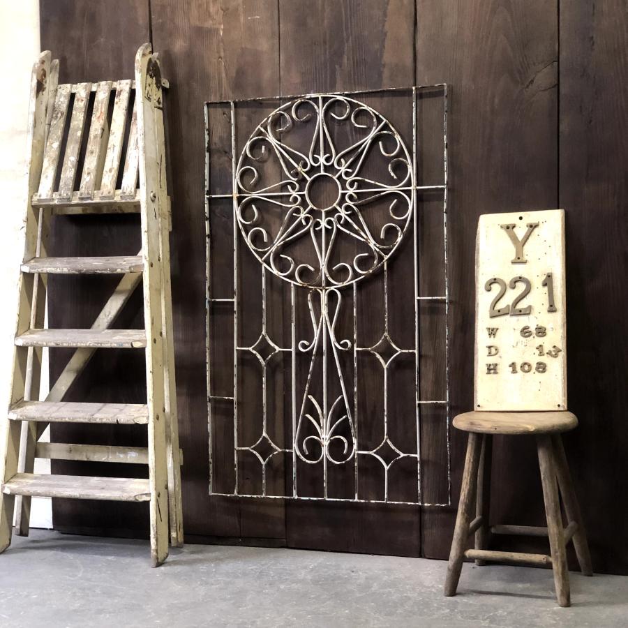 Y-221 W68×H108 大型アンティーク アイアン フェンス ビンテージ ガーデニング 外構 間仕切り ラティス シャビー 鉄格子 stk : 種to家 - 通販 - Yahoo!ショッピング