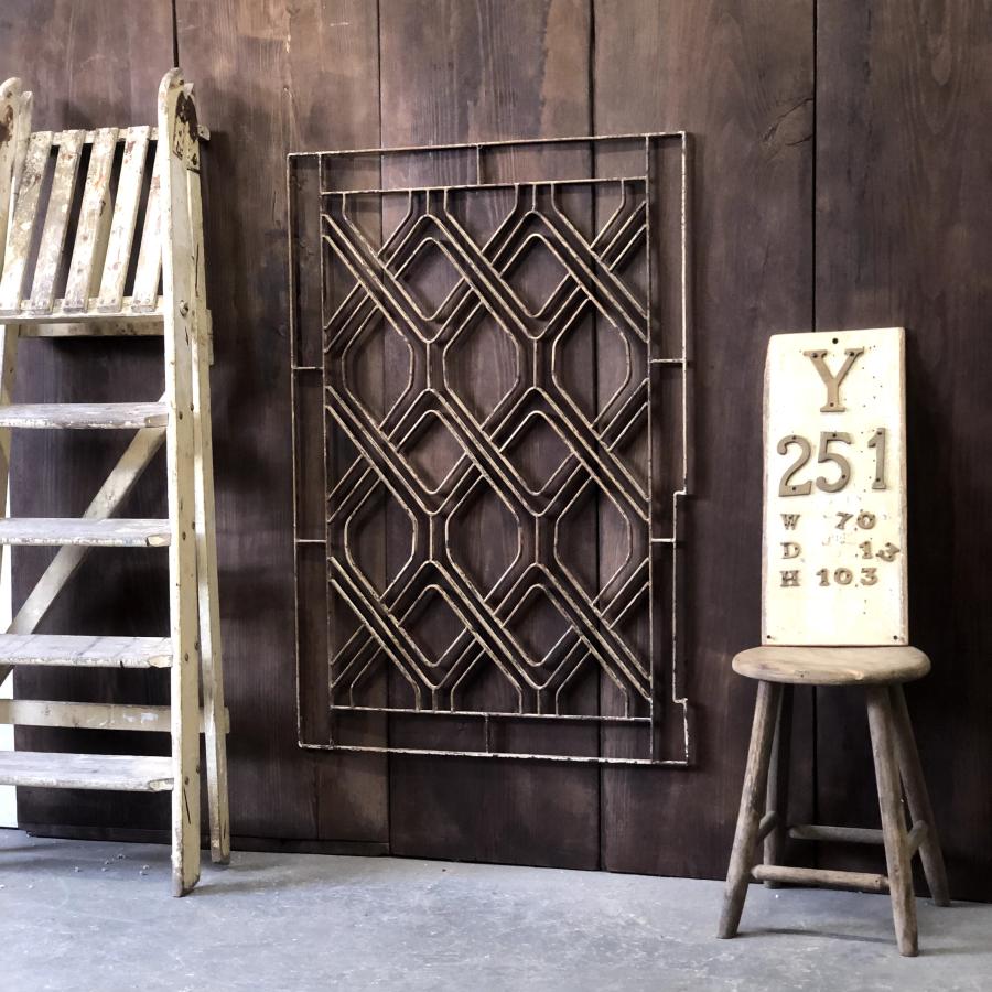 Y-251 W70×H103 大型アンティーク アイアン フェンス 店舗什器 ビンテージ トレリス オブジェ パーティション ガーデニング stk : y-251 : 種to家 - 通販 ...