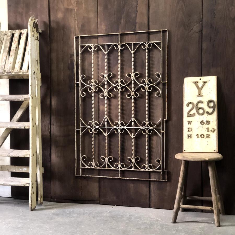 Y-269 W68×H102 大型アンティーク アイアン フェンス ガレージゲート トレリス 鉄製 シャビー パーティション 防犯 stk : y-269 : 種to家 - 通販 ...