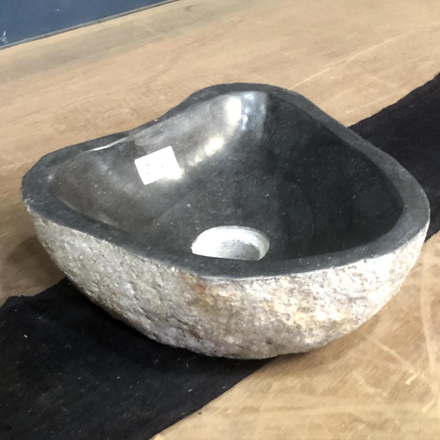 Z-025 W28×H28×H9 天然石の手洗いボウル 洗面ボウル 手洗い鉢 エクステリア ガーデニング 和風 店舗リノベーション 川石 stk : 種to家 - 通販 - Yahoo!ショッピング