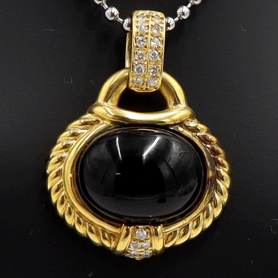 K18オニキスダイヤモンドペンダントトップ D0.18ct 縦24.0mm・横23.5mm・厚さ8.5mm 重量8.40g(石の重量含む) レディース（中古） : 秀和堂 - 通販 ...