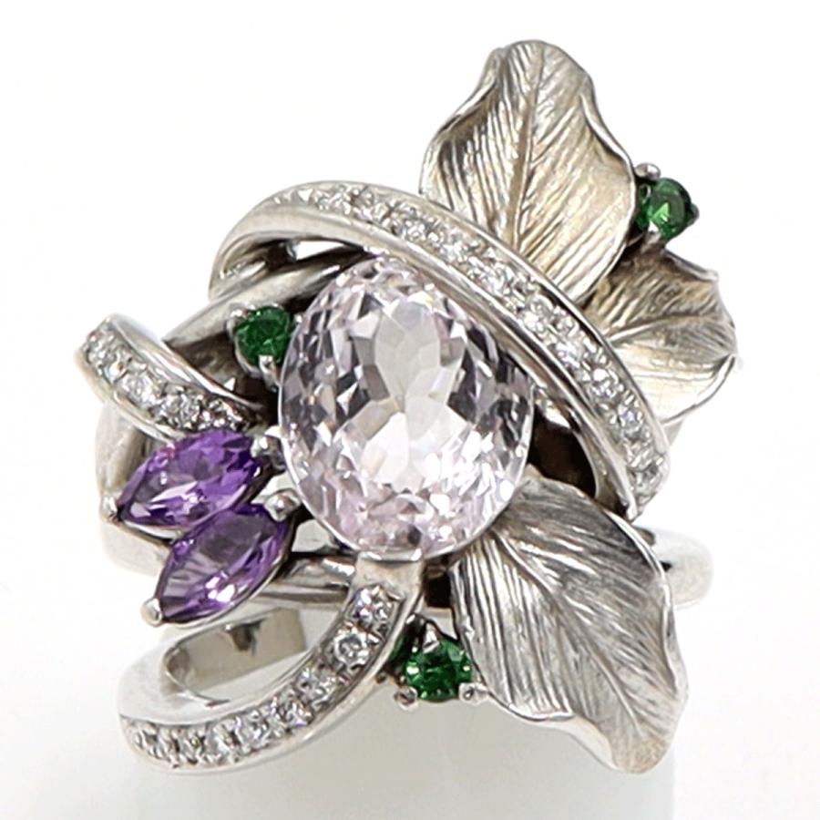 K18WGクンツァイトリング「フラワー」 5.72ct リングサイズ15号 重量20.48g(石の重量含む) レディース（中古） : 秀和堂 - 通販 - Yahoo!ショッピング