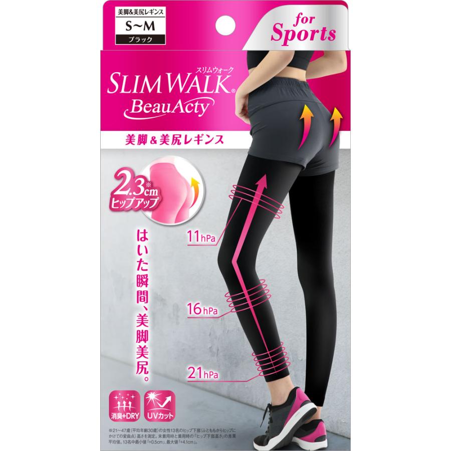 スリムウォーク SLIM WALK ビューアクティ Beau−Acty 美脚＆美尻レギンス S〜M 002998657 : SPORTS ...