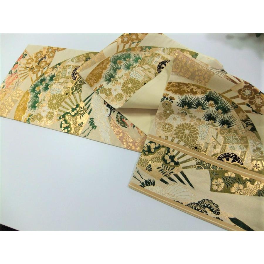 16)1701】196cm/扇面御所車・松竹梅文様/テーブルランナー・タペストリー/帯リメイク : 峯風堂 - 通販 - Yahoo!ショッピング