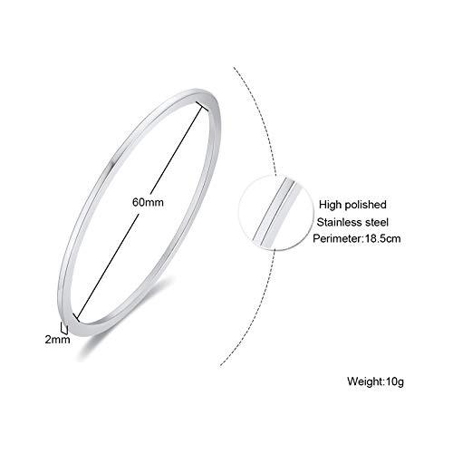AIKS ブレスレット レディース シルバー 316Lステンレス シンプルファッション 細身 バングル 幅2mm 18.5 cm 上品 誕生日 恋人 人 : siel - 通販 - Yahoo ...