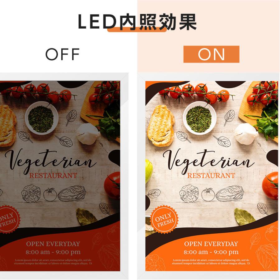 LEDポスターパネル 看板 W74.5xH104.9xD1.6cm ポスターフレーム シルバー ブラック B1 四辺開閉式 光るポスター ...