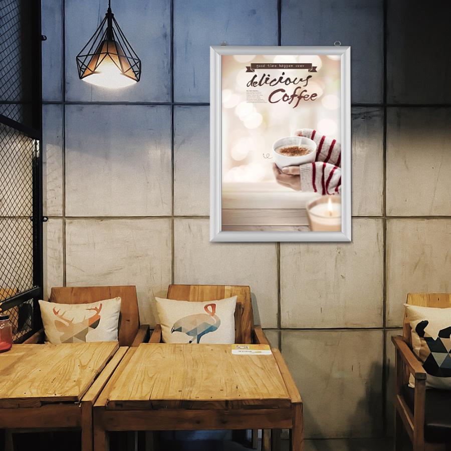 LEDポスターパネル 看板 W74.1xH104.2xD2.4cm ポスターフレーム シルバー B1 四辺開閉式 光るポスターフレーム パネル ...