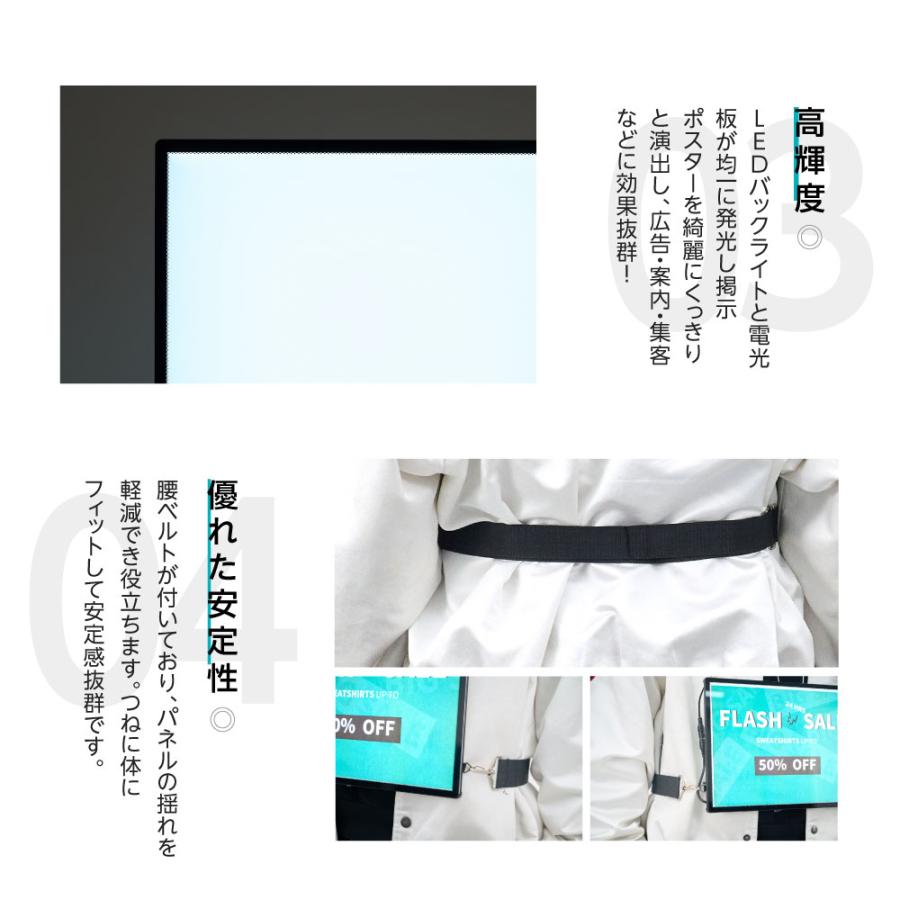 LEDポスターパネル 首掛け移動型パネル W31.2×H42.7×D1.1cm ポスターフレーム 卓上式 A3 壁付ポスターフレーム 看板 ...
