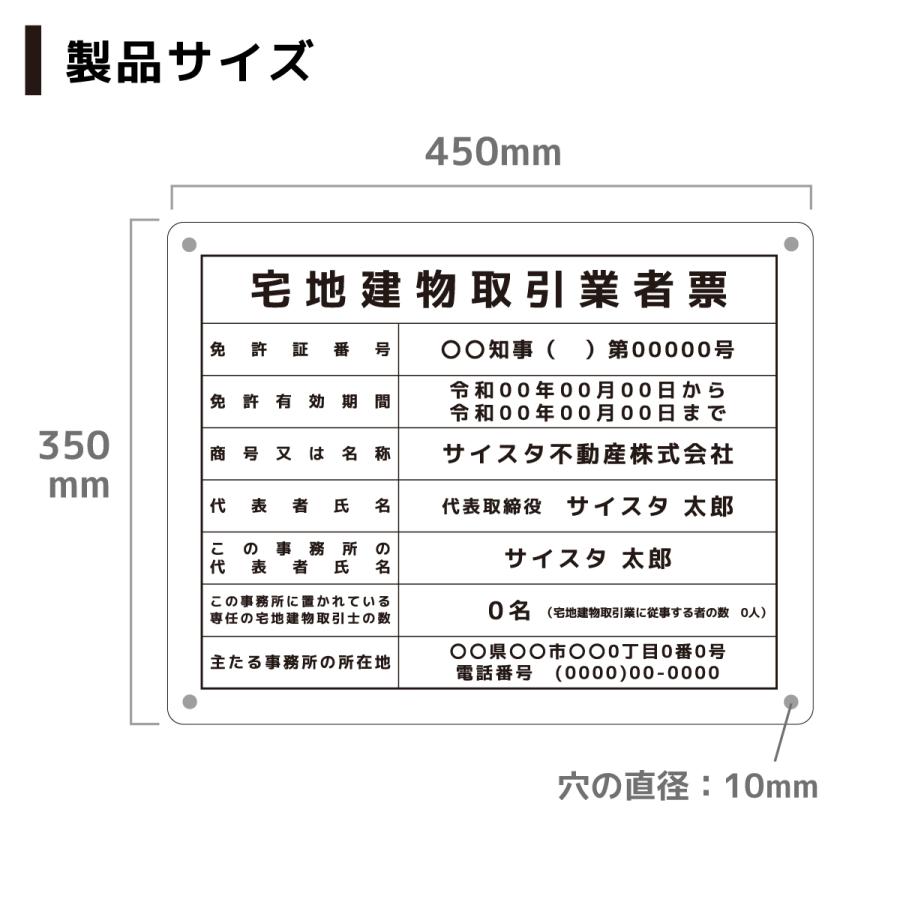 サインスタイル 宅地建物取引業者票 令和7年4月改訂版 看板 標識 宅建 建築 宅地建物 アクリル 看板製作 おしゃれ 業者票 登録票 白 壁付け シンプル｜デザイン：E001 ホワイト ...