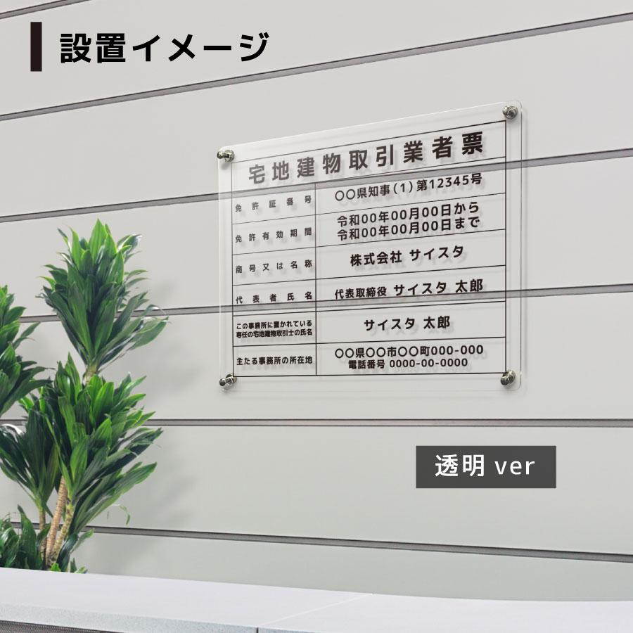 宅地建物取引業者票 マグネット壁付け 看板 標識 宅建 宅地建物 アクリル 看板製作 おしゃれ マグネットピン 透明 シンプル｜デザイン：E001 クリア :elice-mg-e001-cl ...