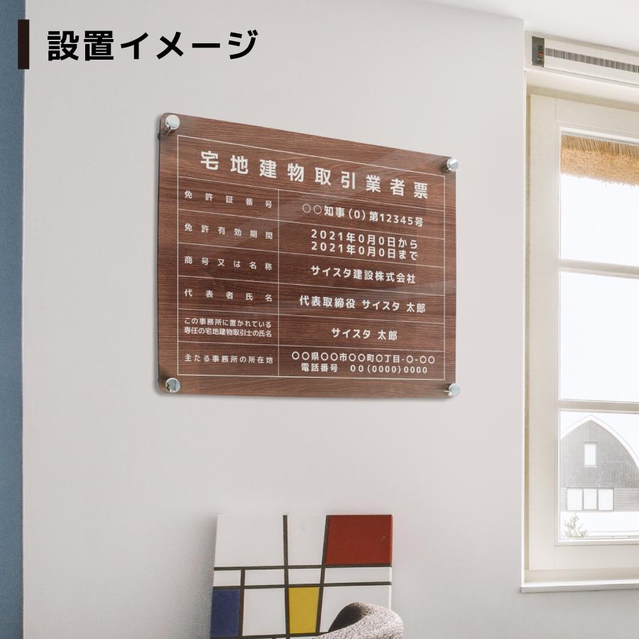 宅地建物取引業者票 デザインパターンver 看板 標識 宅建 建築 宅地建物 アクリル おしゃれ ウッド ヴィンテージ シンプル ｜ デザイン：E001 木目調 : elice-ptn ...