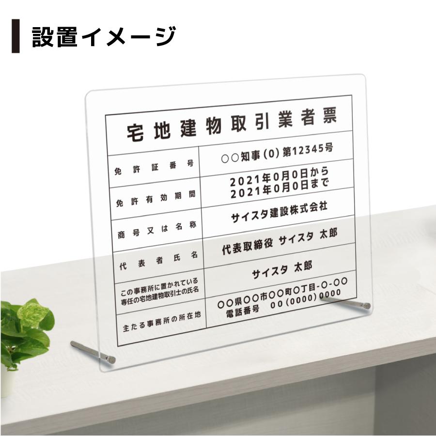 宅地建物取引業者票 卓上タイプ 看板 標識 宅建 建築 宅地建物 アクリル 看板製作 おしゃれ 業者票 登録票 透明 クリア 半透明 乳白｜デザイン：E001 :elice-st-e001 ...