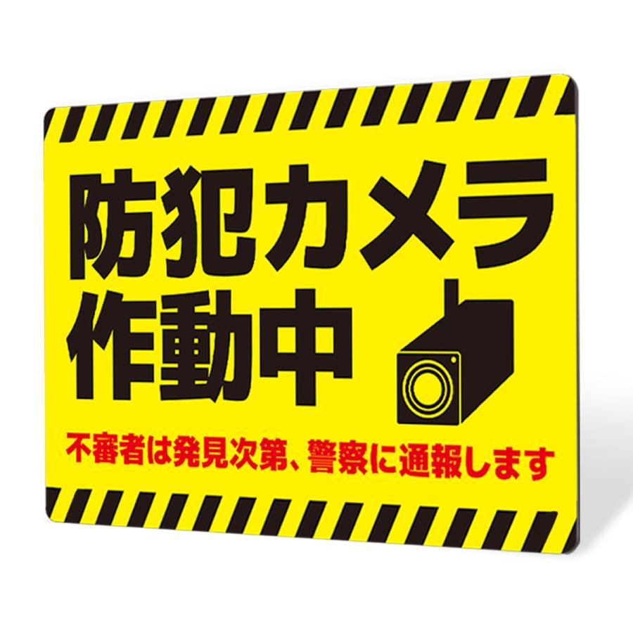 サインスタイル 看板 標識 看板製作 デザイン おしゃれ 防犯 防犯カメラ 監視カメラ アルミ複合板 プレート看板 屋外 パネル看板 注意看板 案内板｜防犯タイプ_D004 Mサイズ ...