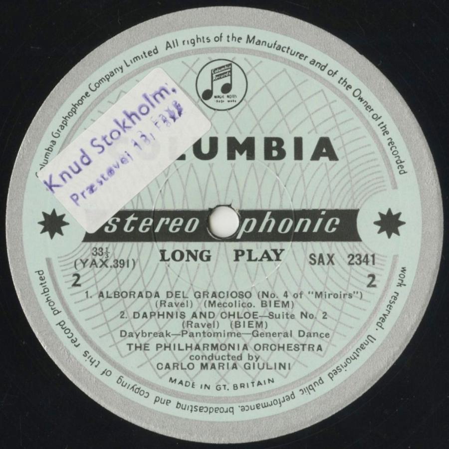 ＜中古クラシックLPレコード＞ファリャ：三角帽子，ラヴェル：ダフニスとクロエ第2組曲，道化師の朝の歌/C.M.ジュリーニ指揮フィルハーモニアo ...