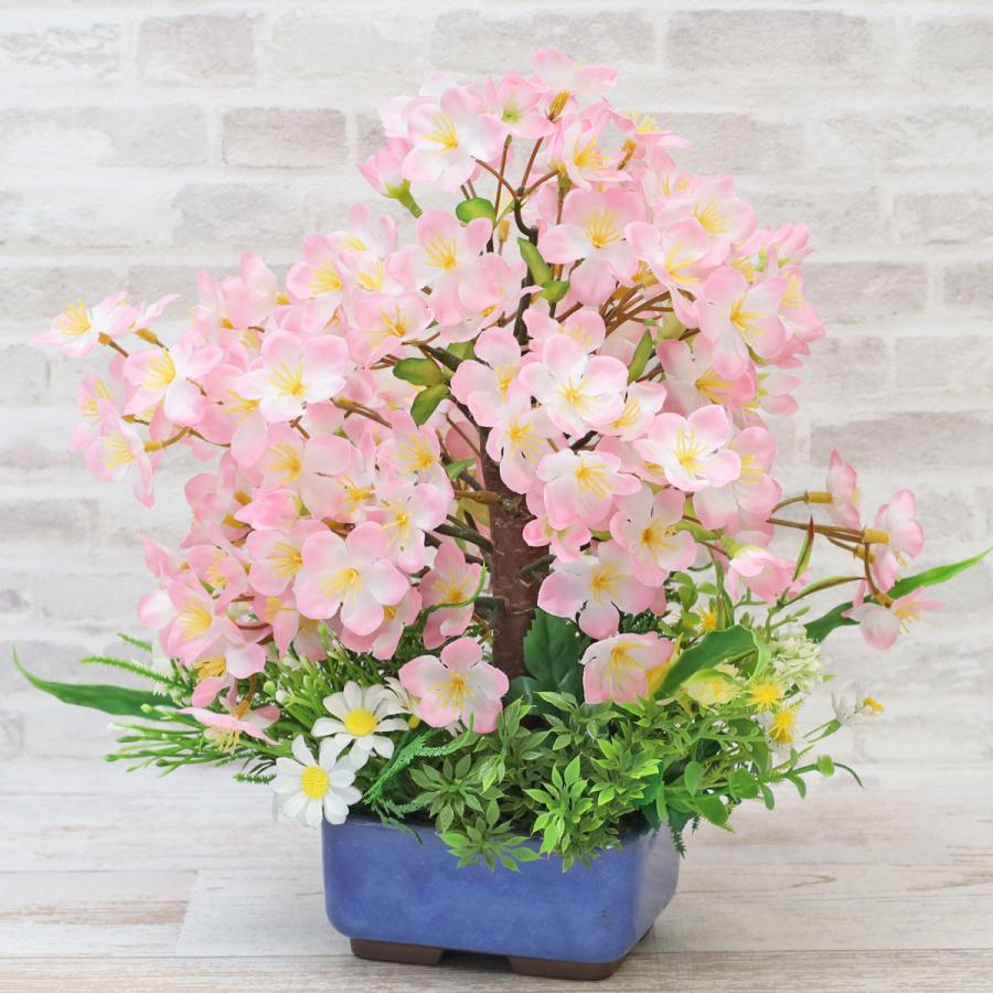 造花 可愛らしいさくら盆栽仕立てアレンジ シルクフラワー CT触媒 インテリア フラワーアレンジメント arg : 2401-6141 ...
