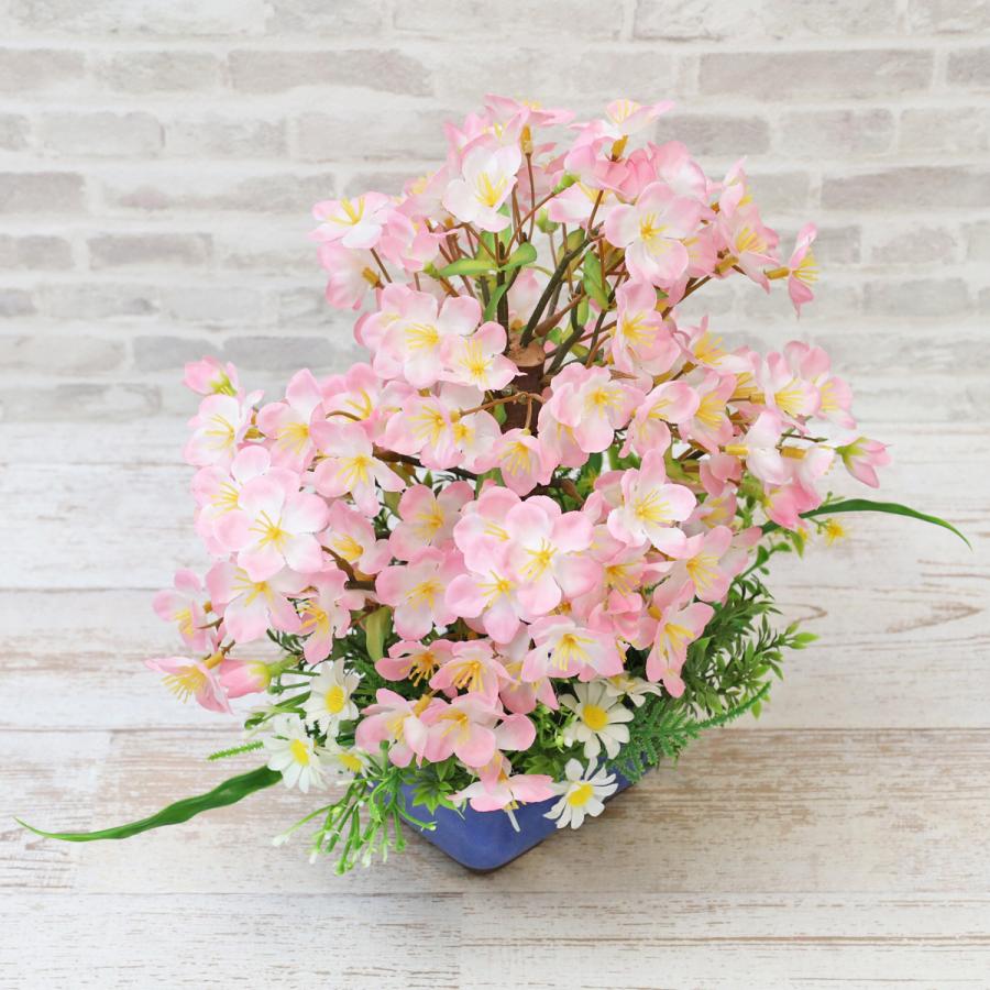 造花 可愛らしいさくら盆栽仕立てアレンジ シルクフラワー CT触媒 インテリア フラワーアレンジメント arg :2401-6141:シルク ...