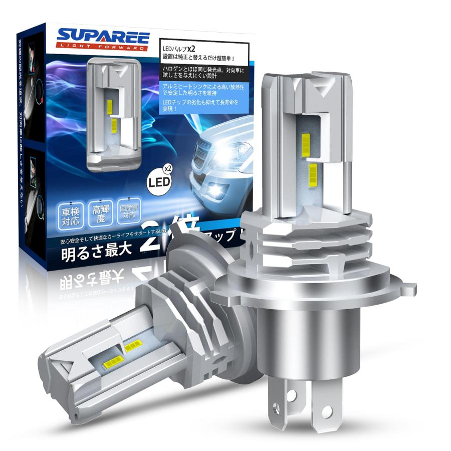 SUPAREE H4 LEDヘッドライト HI/LO切替 ファンレス 車/バイク用 DC9-32V 6500K ホワイト 一体型 ledバル : SILKORZ.com Yahoo!店 ...