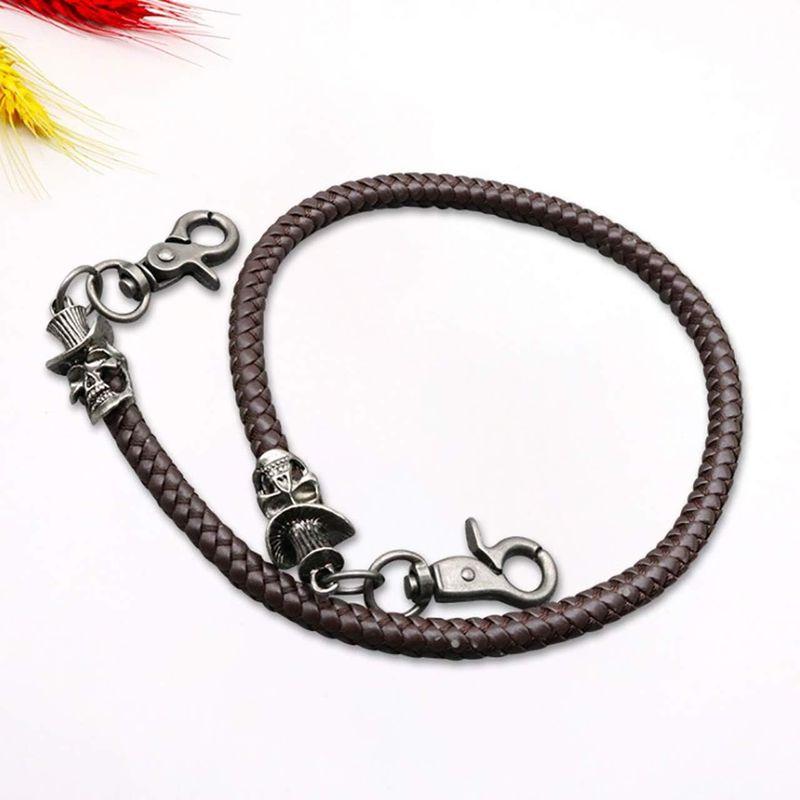 CHROME CRANE(クロム クレイン) メンズ レザー 編み込み ウォレット チェーン 防犯 スカル ドクロ アクセサリー WB100 : 20240201204803-00802 ...