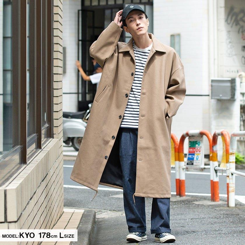 CavariA ステンカラーコート メンズ オーバーサイズ ロング丈 CavariA ステンカラーコート メンズ オーバーサイズ ロング丈