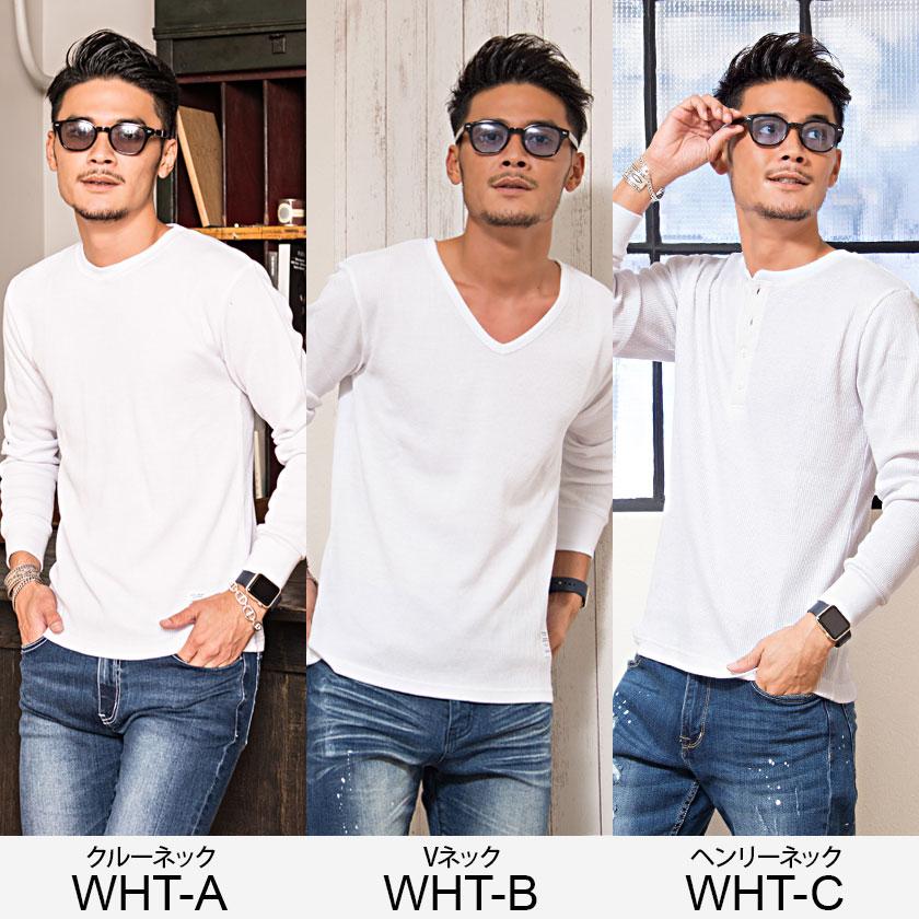CavariA Tシャツ メンズ 長袖 無地 白 黒 サーマル Vネック CavariA Tシャツ メンズ 長袖 無地 白 黒 サーマル Vネック