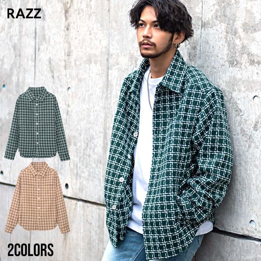 RAZZIS カジュアルシャツ メンズ ラズ ブランド 大きいサイズ シャツジャケット CPO チェック ツイード ユニセックス 秋 冬 30 ...