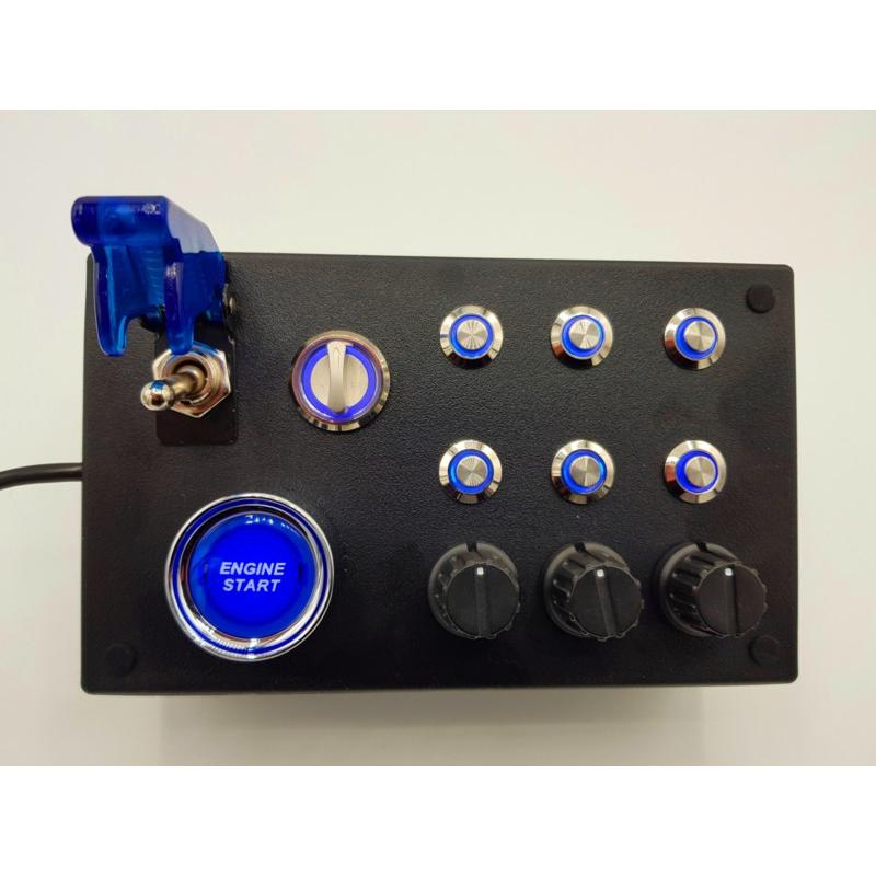 シムレーシング USB ボタンボックス 19機能 青照明横型 ステッカー付き : sr4u-bh-19 : Sim Racing TERA ...