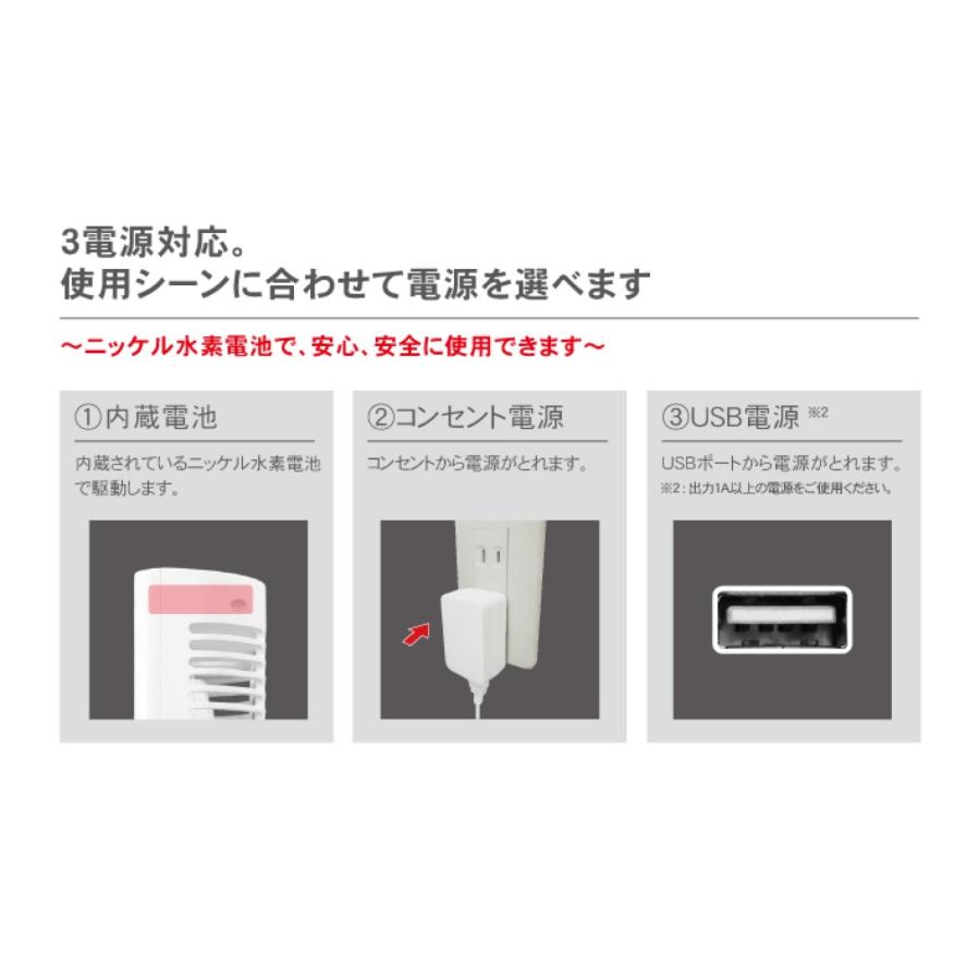 TOPLAND SF-DFC20WT 18cm コンパクト デスクファン コードレス 3電源対応 ホワイト トップランド (08) : シン ...