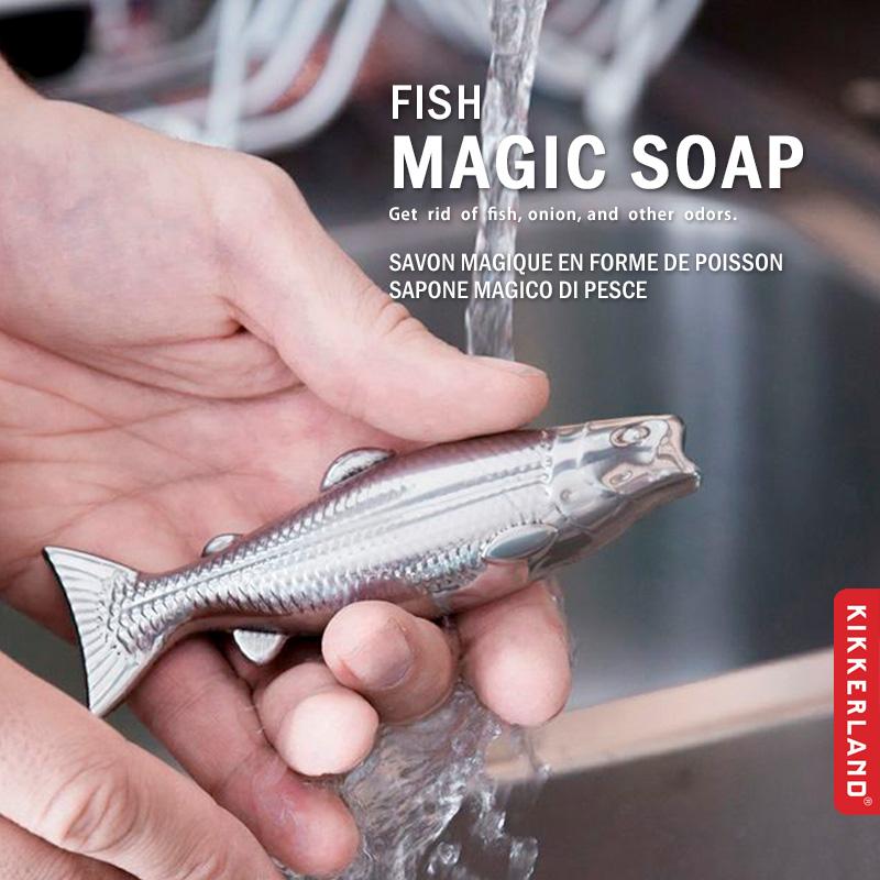 Fish Magic Soap フィッシュ マジックソープ KIKKERLAND キッカーランド スチールソープ石鹸 においとり石鹸 魚の臭い 消臭効果 キッチン雑貨 メール便OK : 腕時計 ...
