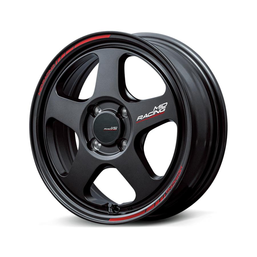 マルカサービス 15インチ 4H100 7.0J 7J+35 4穴 TR50 ホイール 4本 ターマックブラック MID RACING ...