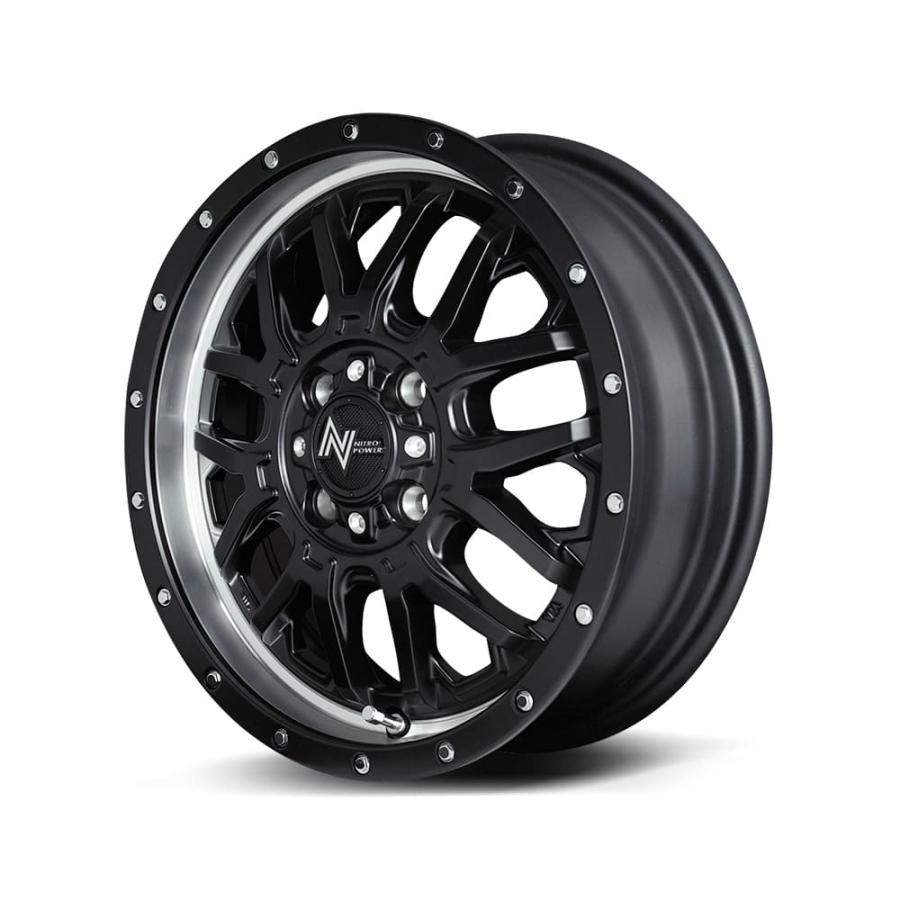 15インチ 4H100 5.0J 5J+48 4穴 ナイトロパワー M27 グレネード ホイール 1本 セミグロスブラック＋リムヴァーティカルポリッシュ MID NITRO POWER M27 ...