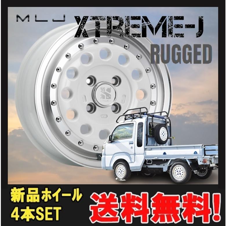14インチ 4H100 5J+35 4穴 4本 エクストリームJ ラギッド シエンタ イグニス ホイール XTREME-J RUGGED MLJ ホワイトポリッシュ KY : シンシアモール ...
