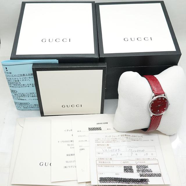 グッチ YA126584 レディース 腕時計 Gタイムレス クオーツ レッドシェル文字盤 赤 レザーベルト GUCCI 送料無料 ...