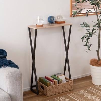 コンソールテーブル ダークグレー 高さ81cm 奥行19cm コンパクト スリム 木目調 サイドテーブル 飾り棚 ディスプレイ : SIT家具 - 通販 - Yahoo!ショッピング